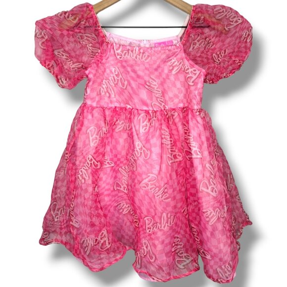 Barbie | Dresses | Girls Pink Barbie Logo Puff Dress Size Xl 4 Balloon ...